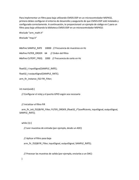 codigos cmsis dsp para implementar un filtro pasa baja utilizando cmsis dsp en un