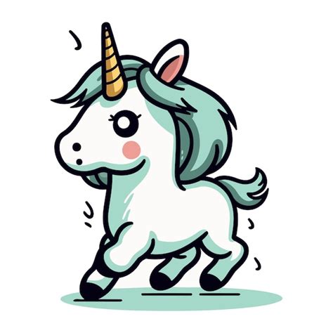 Premium Vector Unicorn Running Vector Illustration Cute Cartoon