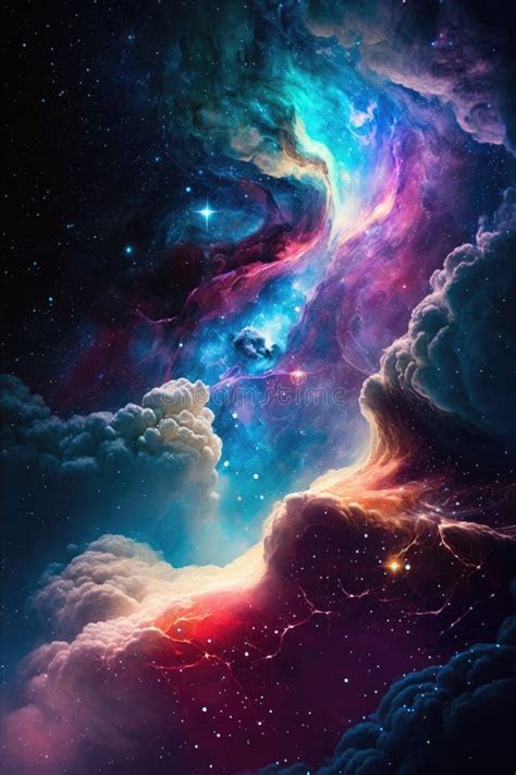 Abstract Outer Space Endless Nebula Galaxy Background Stock