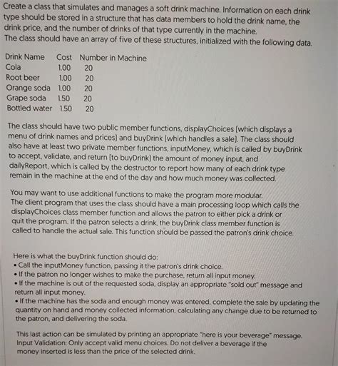 Solved Create A Class That Simulates And Manages A Soft