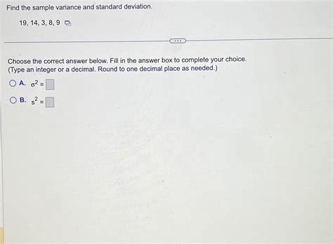 Solved Find The Sample Variance And Standard Chegg