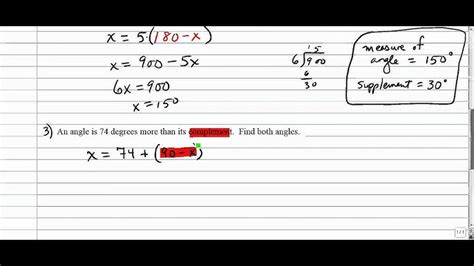 Complementary Supplementary Angles Word Problems Worksheet Free