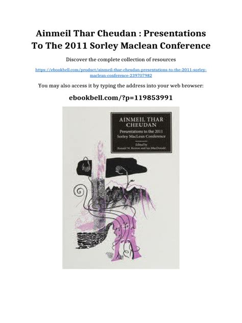 Ainmeil Thar Cheudan Presentations To The 2011 Sorley Maclean