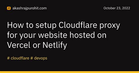 How To Setup Cloudflare Proxy For Your Website Hosted On Vercel Or