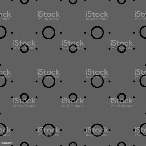 벡터 일러스트레이션 기하학적 이음새가 없는 패턴 솔리드 점과 행의 선형 원 회색 흑백 배경을 발견했습니다 간단한 흑백 추상 패턴