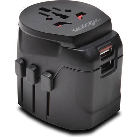 Kensington International Travel Adapter Grounded 3 Prong With Dual USB Ports 3 Prong Male