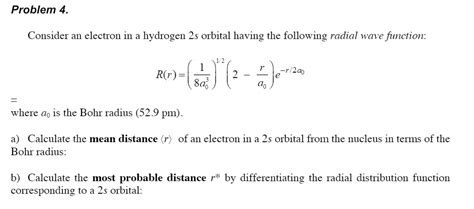 Solved Problem 4 Consider An Electron In A Hydrogen 2s