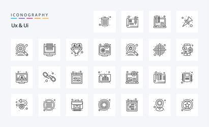 Ux And Ui Line Icon Pack Including Hyperlink Vector Image