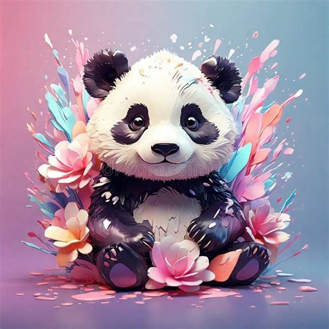 Illustration Of A Print Of A Cute Colorful Panda Stock Illustration