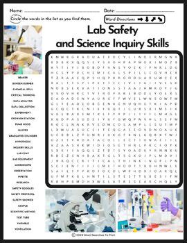 Lab Safety And Science Inquiry Skills Word Search Puzzle TPT