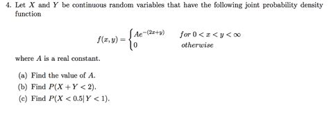 solved let times and y be continuous random variables that