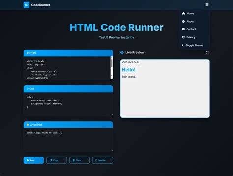 Html Code Runner Live Preview Html Css Js Editor By Jaisungwani12