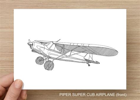Piper Super Cub Airplane Plane Fly Travel Flight Ink Etsy