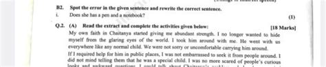 b2 spot the error in the given sentence and rewrite the correct sentence
