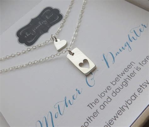 Mother Daughter Necklace Two Silver Heart Necklace Mother Etsy
