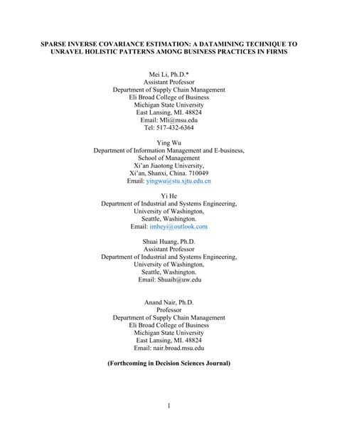 PDF Sparse Inverse Covariance Estimation A Data Mining Technique To Unravel Holistic Patterns