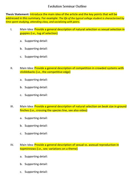 Solved Evolution Seminar Outline Article Evolution Made