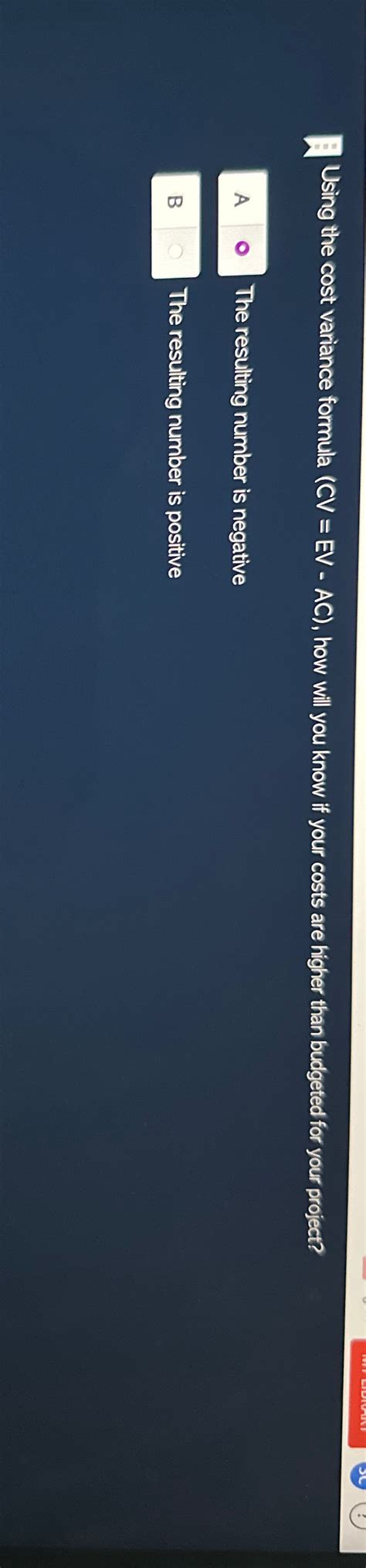 Using The Cost Variance Formula CV EV AC How Chegg Com