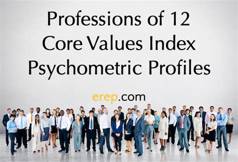 Professions Of 12 Core Values Index Psychometric Profiles Erep
