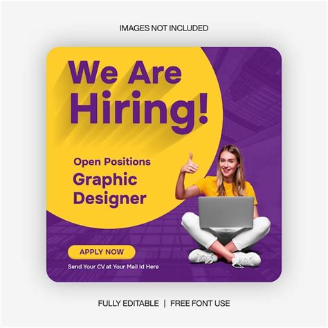 우리는 소셜 미디어 게시물 배너 템플릿 디자인을 고용하고 있습니다 프리미엄 벡터