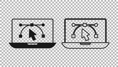Black Computer Display With Vector Design Program Icon Isolated On