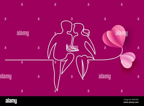 Valentines Day Card Happy Couple Woman And Man Sitting And Kissing
