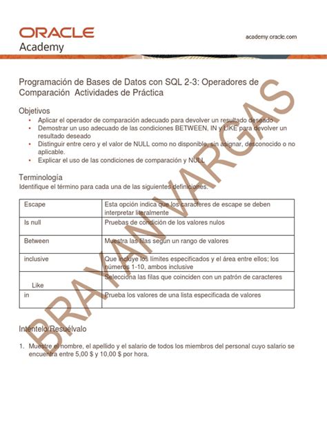Dp 2 3 Practice Esp Pdf Sql Programación De Computadoras