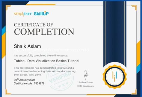 Im Excited To Share That Ive Completed Simplilearn S Tableaudatavisualizationbasics