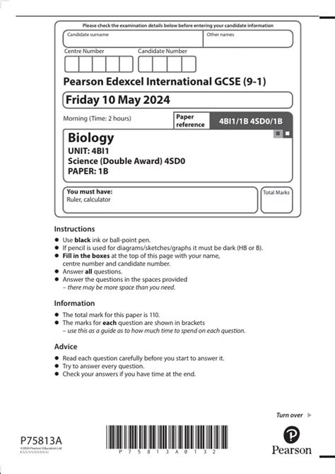 June 2024 4bi1 1b Qp Edexcel Igcse Biology Maths Stuvia Uk
