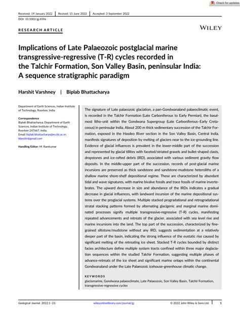 Pdf Implications Of Late Palaeozoic Postglacial Marine Transgressive
