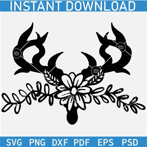 Floral Animal Skull Svg Floral Skull Horns Svg Animal Skull Flowers Svg