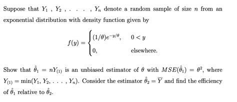 Solved Suppose That Y1 Y2 Yn Denote A Random Sample Of Chegg Com