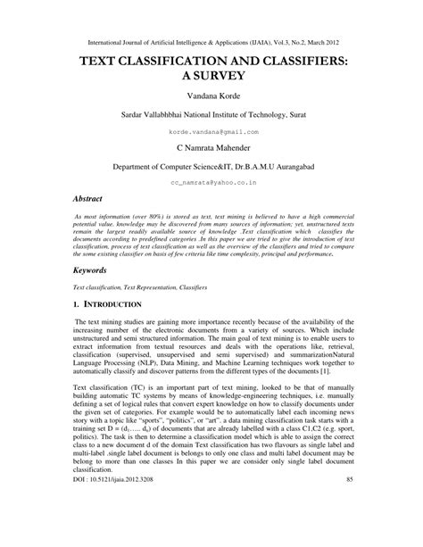 Pdf Text Classification And Classifiersa Survey