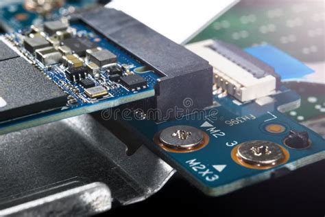 Macro Shot Of Circuit Board With Resistors Microchips And Electronic Components Computer