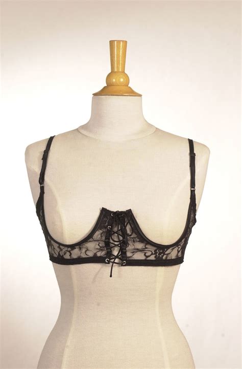 Open Cup Lace Up Bra Mature Etsy