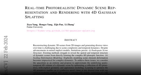 Paper Page Real Time Photorealistic Dynamic Scene Representation And Rendering With 4d