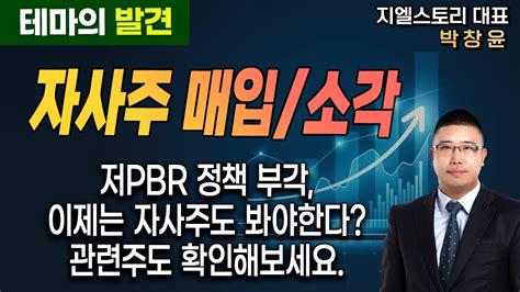 테마의 발견 자사주 매입 And 소각 저pbr 열풍 속 금융당국 자사주 관련 정책 발표 현황 및 주요 종목 점검