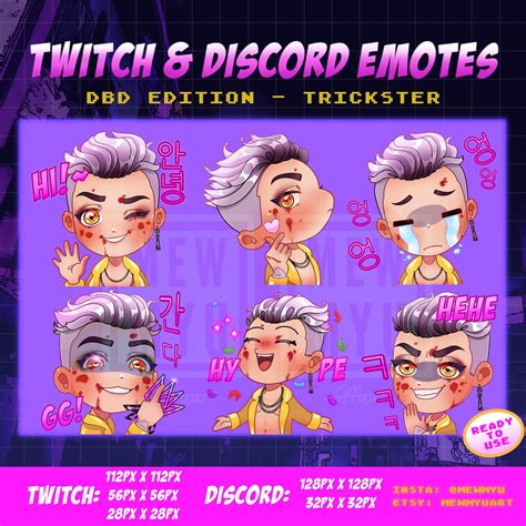 Trickster Ji Woon Hak Dbd Chibi Twitch And Discord Emotes Etsy
