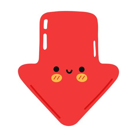 Cute Funny Red Arrow Icon Vector Hand Drawn Cartoon Kawaii Character