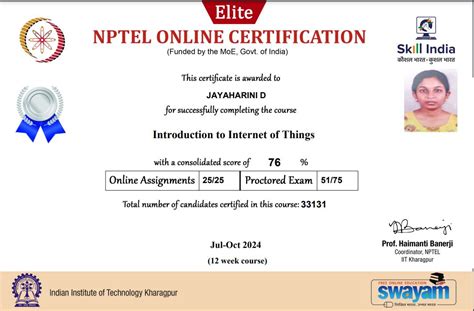 jaya harini d on linkedin iot internetofthings nptel silvermedal