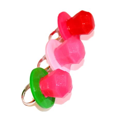 Faux Candy Ring Adjustable Size Pink Green Or Red Fatally Feminine