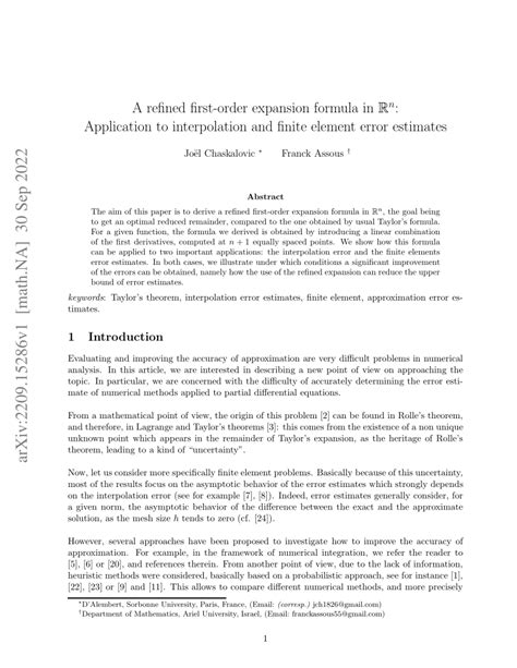Pdf A Refined First Order Expansion Formula In Rn Application To Interpolation And Finite