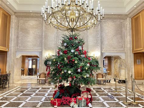 ホリデーシーズン到来！ 25日までの期間、クリスマスツリーで皆様をお迎えいたします🎄 ホテルニューグランド 横浜ホテル 今月のロビー ロビー装花 クリスマス クリスマスツリー