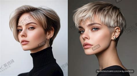 Ai创作图短发 女性 发型 造型 时尚 发色 耳饰 高领 气质 轮廓 脸部 妆容 美感 模特 穿搭 昵图网
