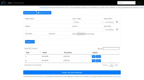github dev mhrony online id card genarator in php with mysql database