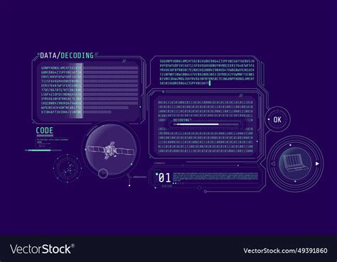 Futuristic Interface Of Satellite Data Decoding Vector Image