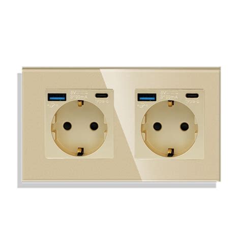 Розетка электрическая с Usb Type C Ac 2 пост 16А рамка 86 158mm стекло 5 вольт 3 1a купить на