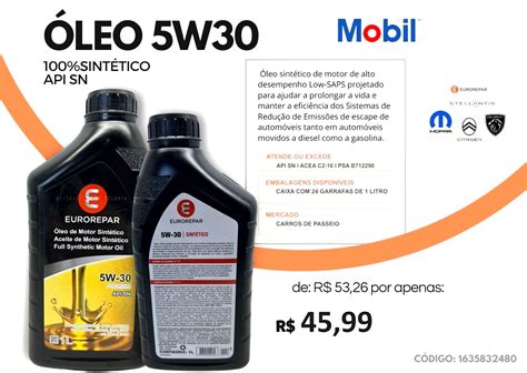 Óleo Eurorepar 5w30 sintético Mobil - Peças Originais para Carros ...
