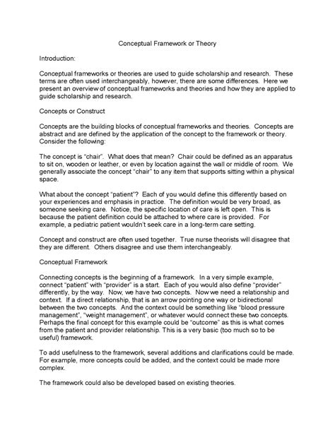 Conceptual Framework Or Theory Introduction Exercises Nursing Docsity