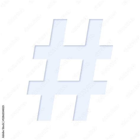 Number Sign Hash Symbol In Light Blue Color With Inner Shadow And